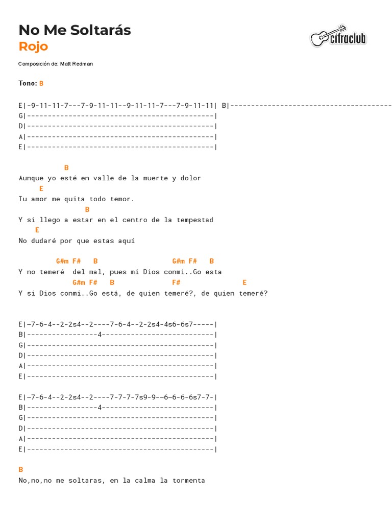 Acordes y letra de "No Me Soltarás" | PDF