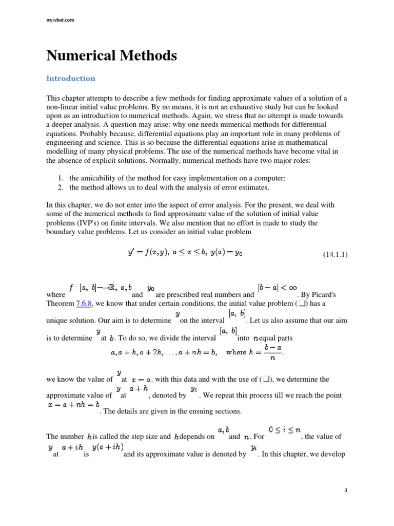 Euler's Method, Runge Kutta Methods, Predictor-Corrector Methods | PDF | Numerical Analysis ...