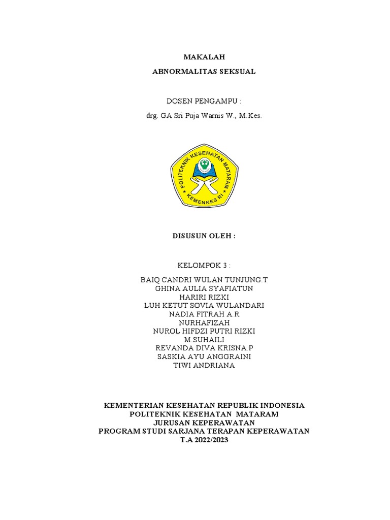 MAKALAH Abnormalitas Seks | PDF | Ilmu Sosial