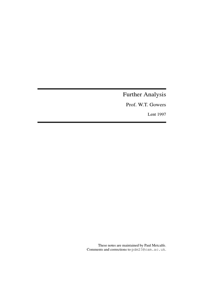 Timothy Gowers - Further Mathematical Analysis | PDF | Compact Space ...