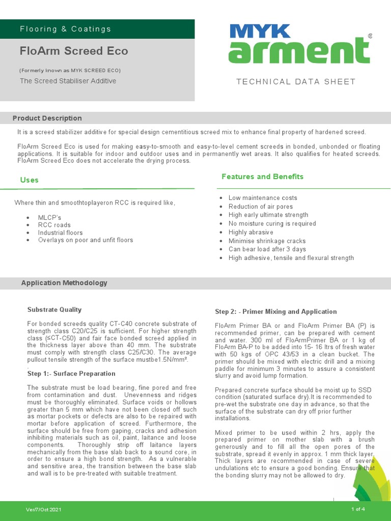 FloArm Screed Eco Ver7 | PDF | Concrete | Cement