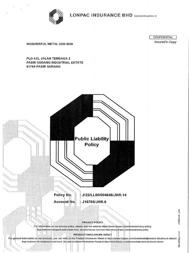 Public Liability Policy | PDF