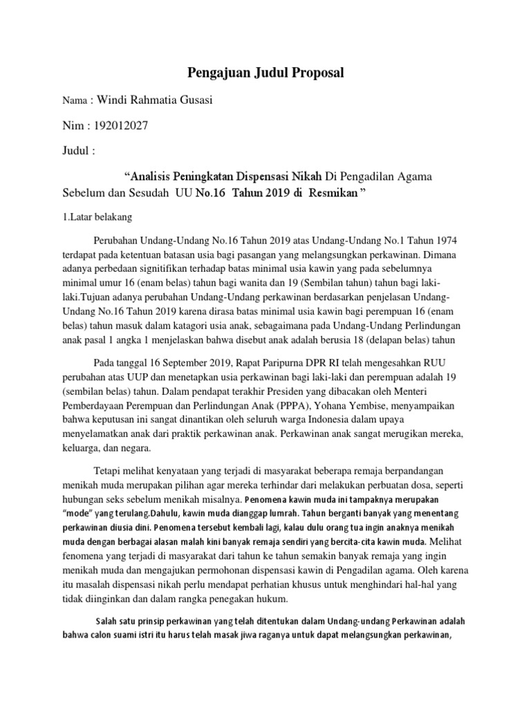 Windi Proposal Dispensasi Nikah | PDF