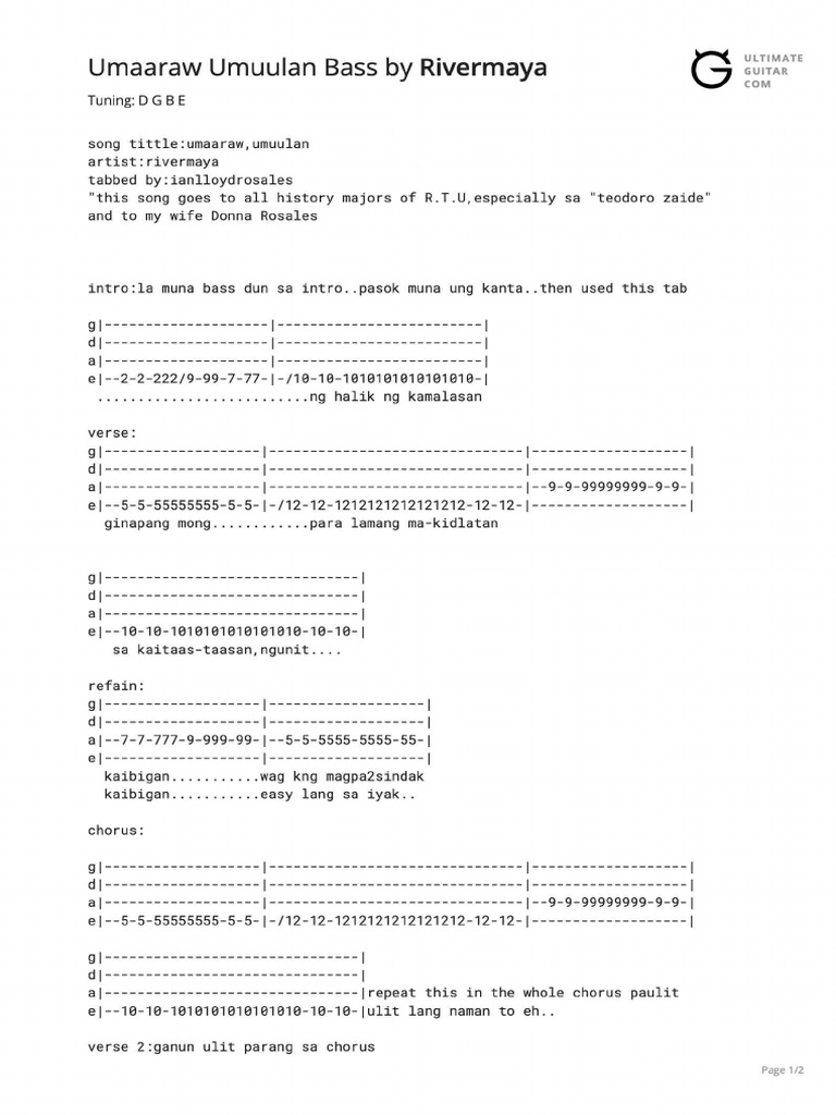 Umaaraw Umuulan Bass | PDF