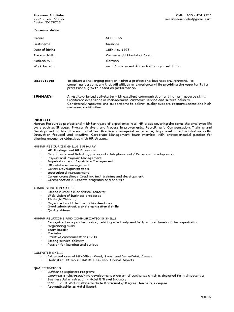 D97c0e48d7db Resume Schliebs | PDF | Human Resources | Recruitment