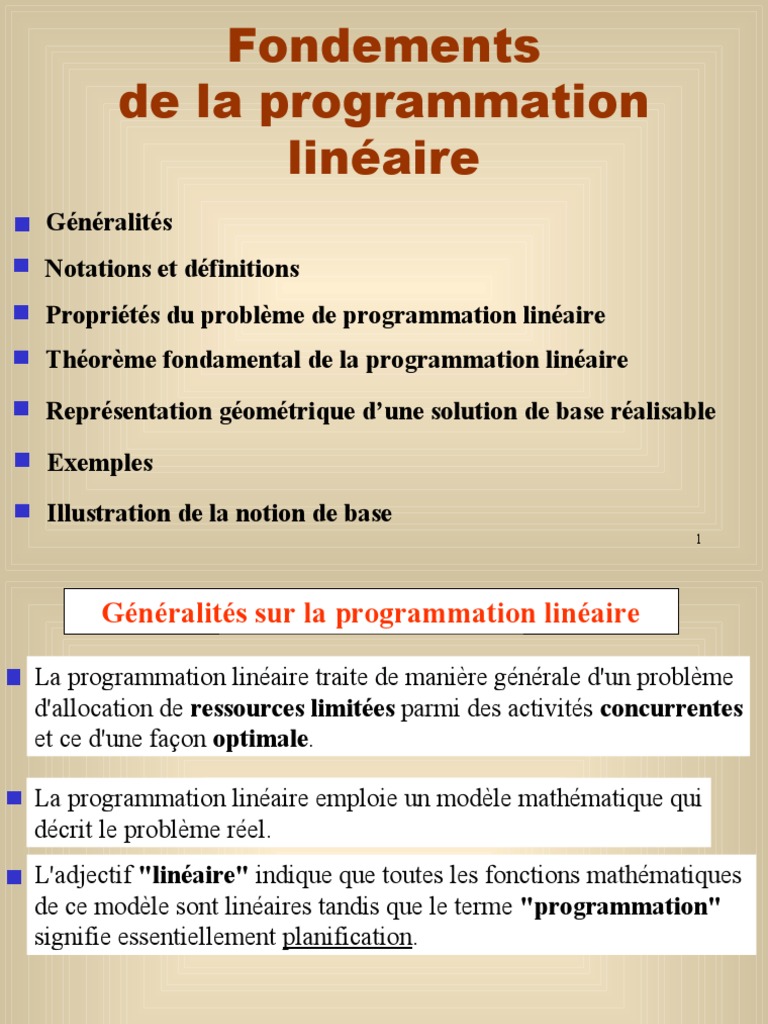 Fondements de La PL | PDF | Optimisation linéaire | Matrice (Mathématiques)