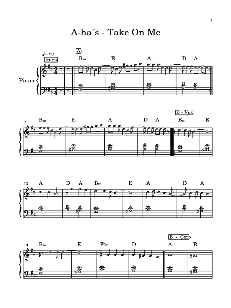 Take On Me - Piano | PDF