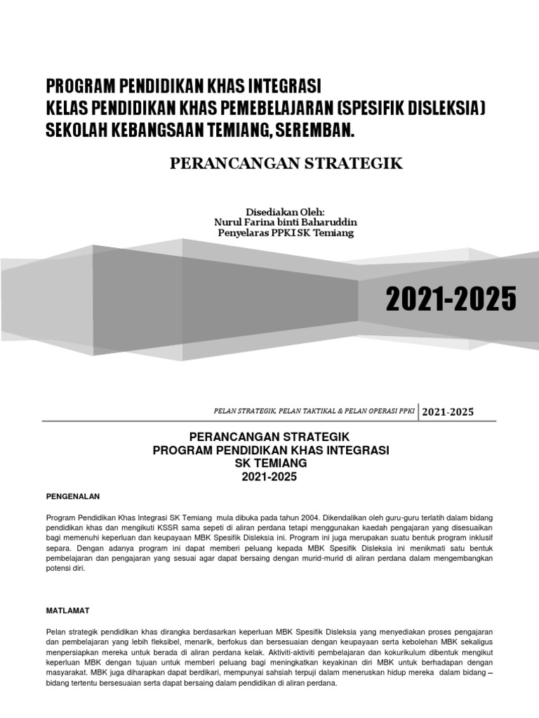 Perancangan Strategik Ppki SK Temiang 2021-2025 | PDF