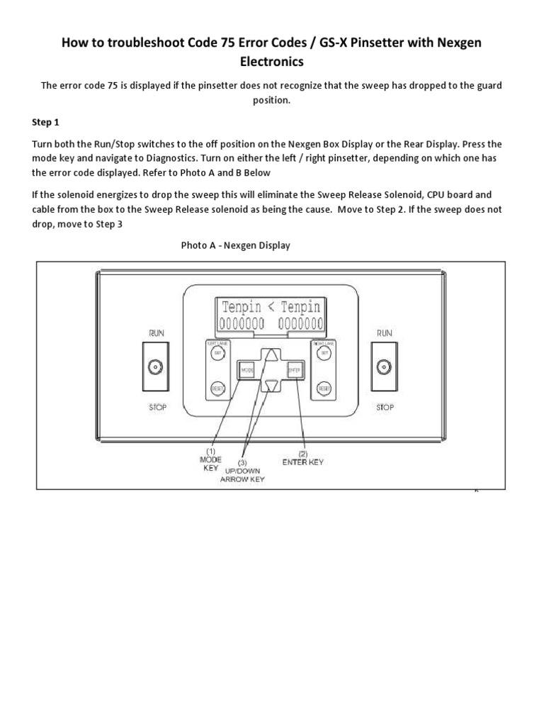 Troubleshooting Code 75 Error On GSX Pinsetters | PDF | Fuse ...