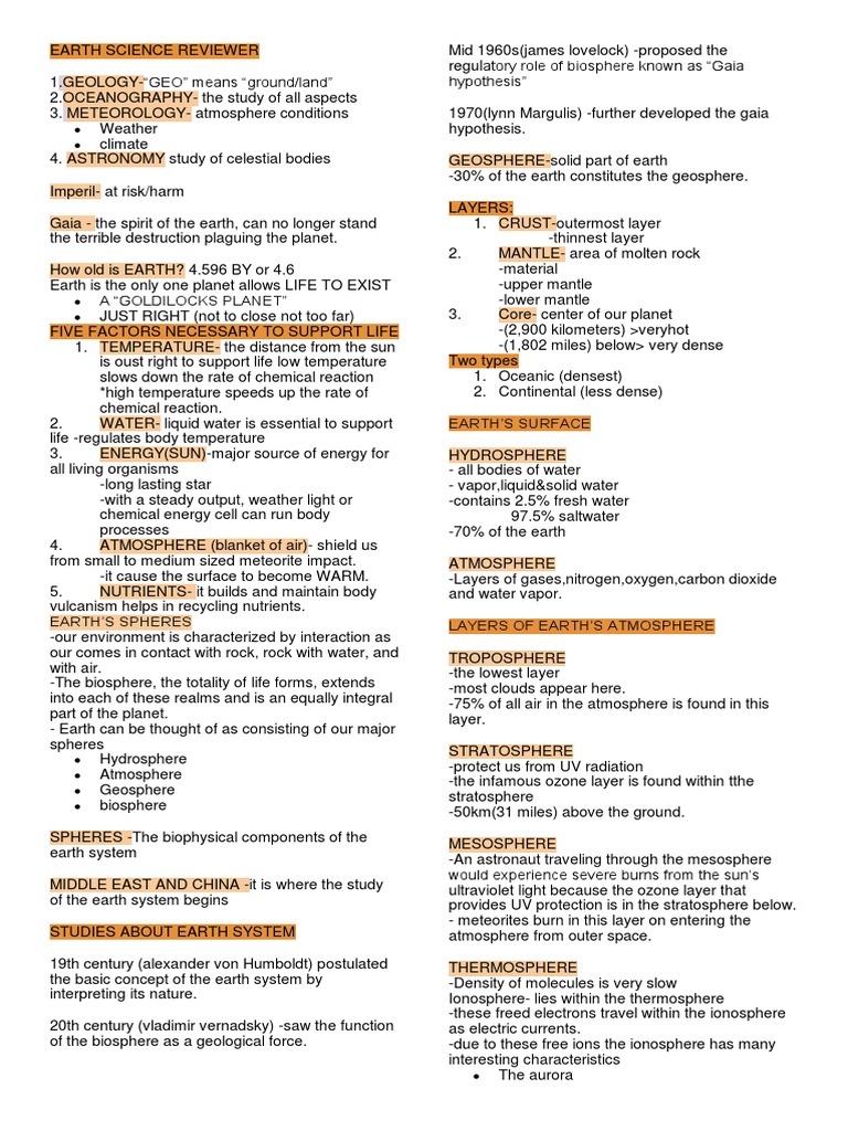 Earth Science Reviewer | PDF | Rock (Geology) | Atmosphere Of Earth
