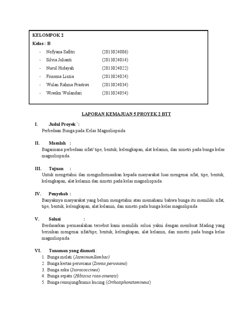 Kel.2B Laporan Kemajuan 5 Proyek 2 BTT | PDF