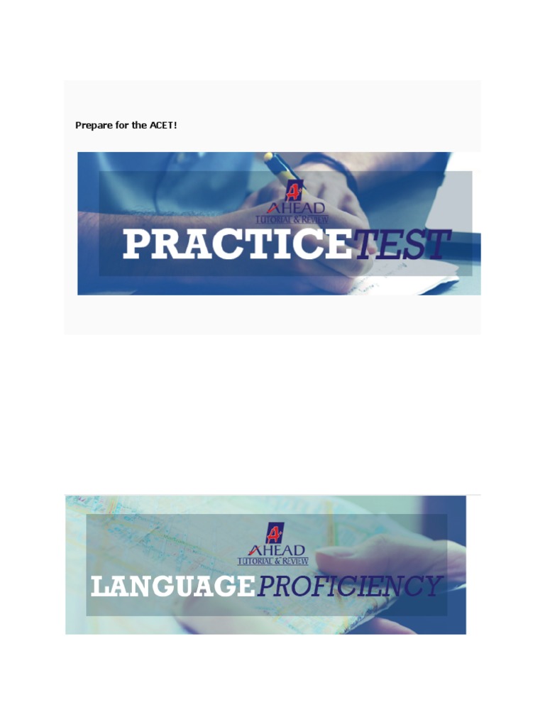 Prepare For The ACET! | PDF