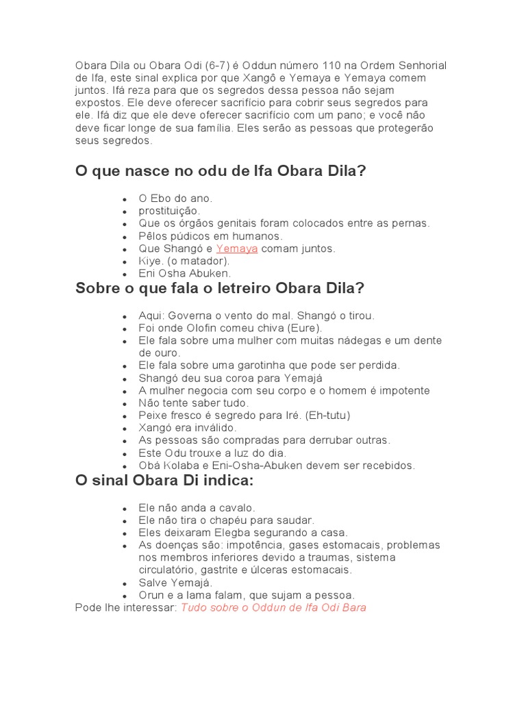 Obara Dila Ou Obara Odi | PDF | Sacrifício