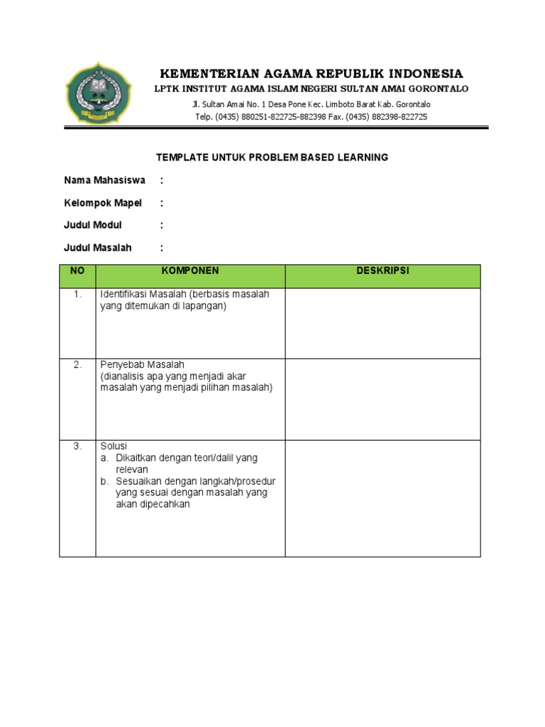 Template Dan Contoh PBL Dan PJBL | PDF