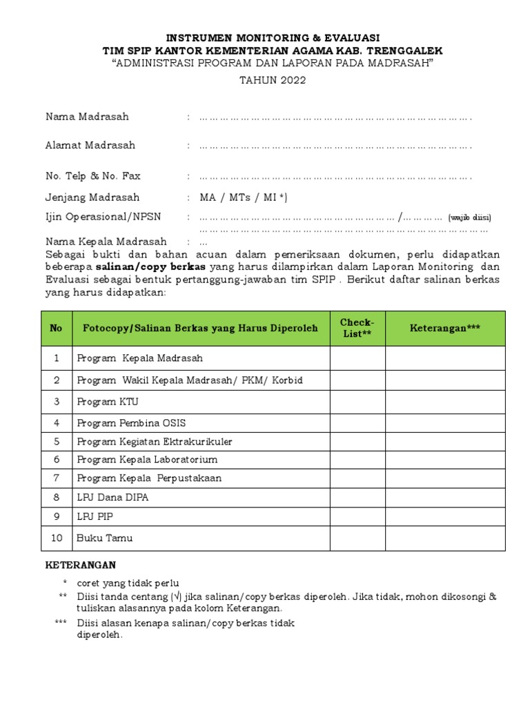 Instrumen Monitoring | PDF