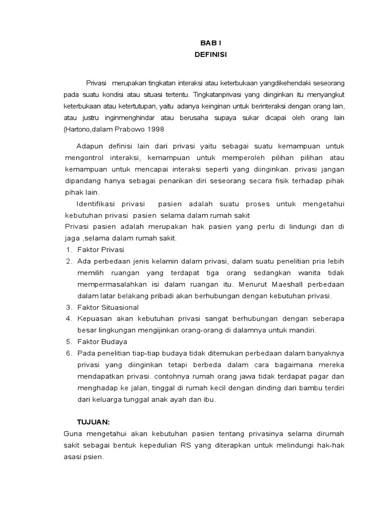 Isi Panduan Privasi Pasien | PDF