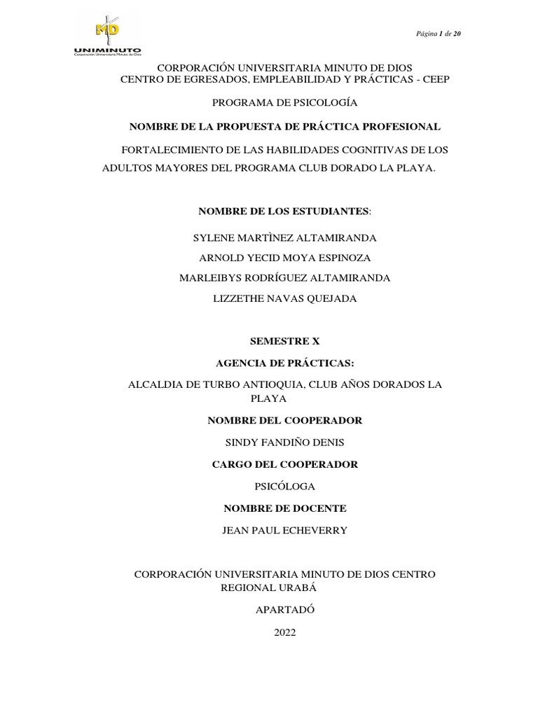 Proyecto de Practicas | PDF | Vejez | Adultos