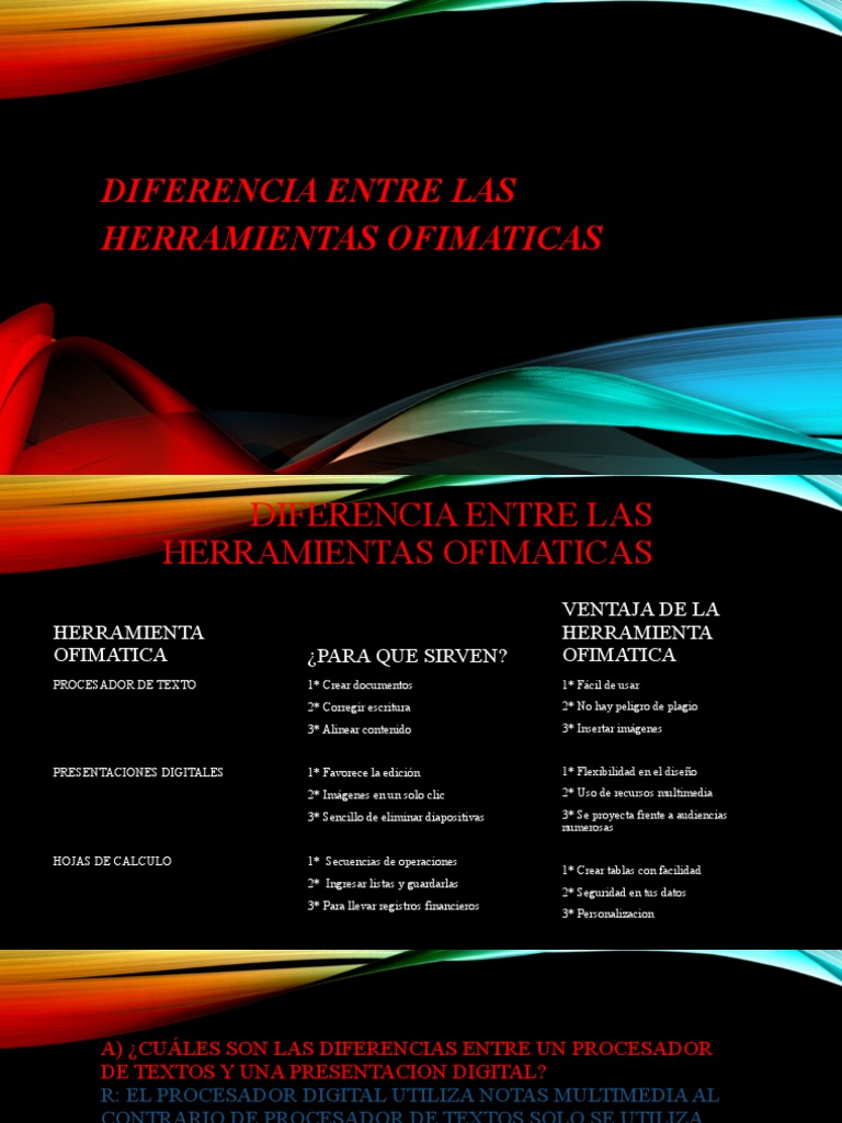 Diferencia Entre Las Herramientas Ofimaticas | PDF