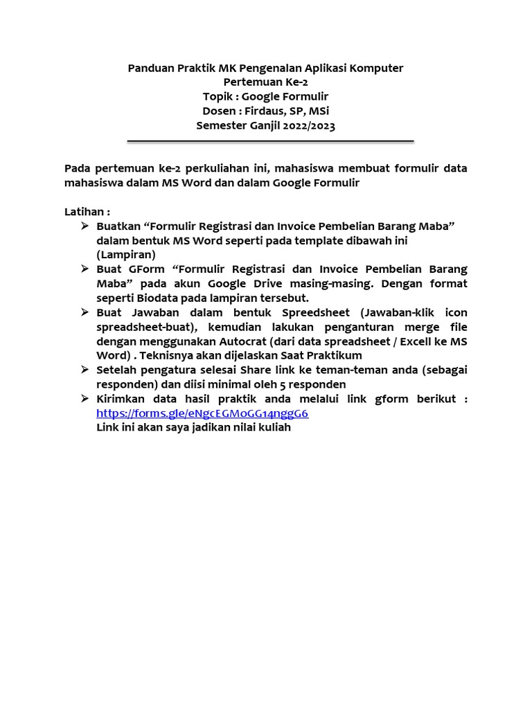 Panduan Latihan Aplikom Kelas Kamis 2022 | PDF | Karier & Perkembangan