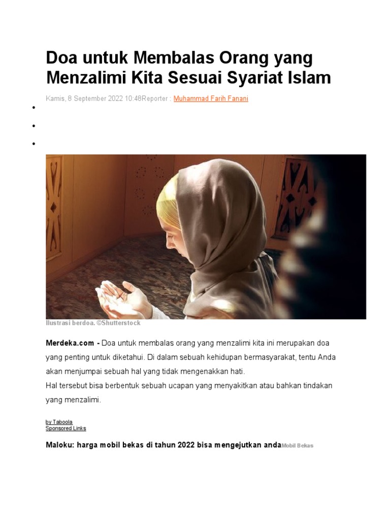 Doa Untuk Membalas Orang Yang Menzalimi Kita Sesuai Syariat Islam | PDF Doa Untuk Membalas Orang Yang Menzalimi Kita Sesuai Syariat Islam | PDF