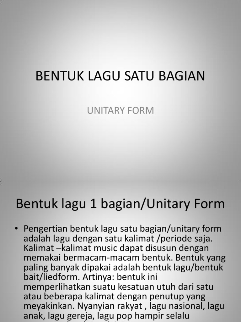 5.bentuk Lagu Satu Bagian (Unitary Form) Sederhana Yang Simetris | PDF