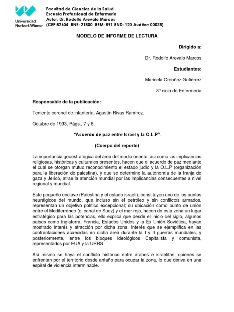 Modelo - Reporte | PDF | Israel | Política mundial