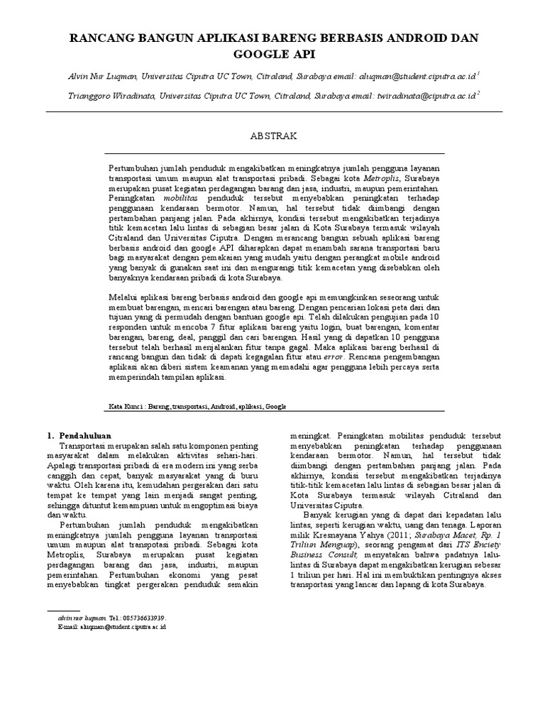 129-138 - Luqman, A. Rancang-Bangun Aplikasi Bareng Berbasis Android Dan Google API | PDF