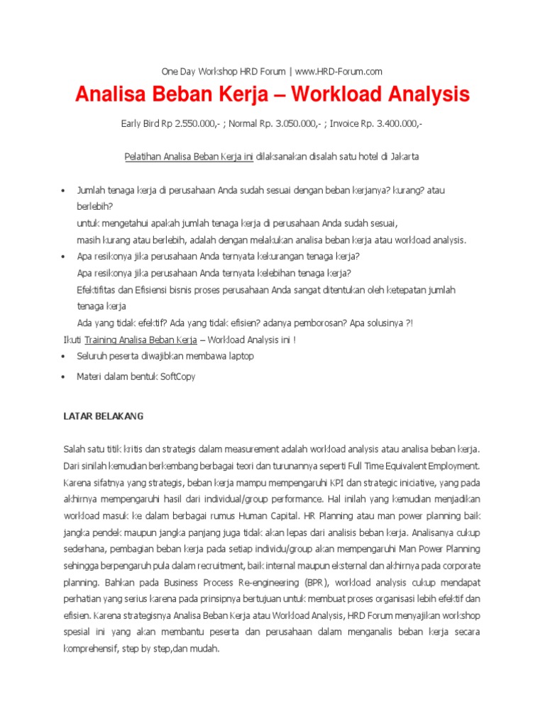 Workload Analysis - HRD Forum | PDF