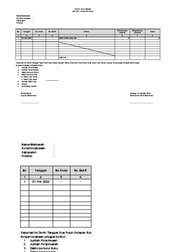 00 Contoh BKU (Form K-2) | PDF