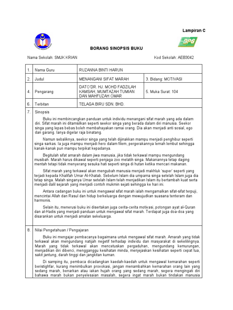 Sinopsis Menangani Sifat Marah | PDF