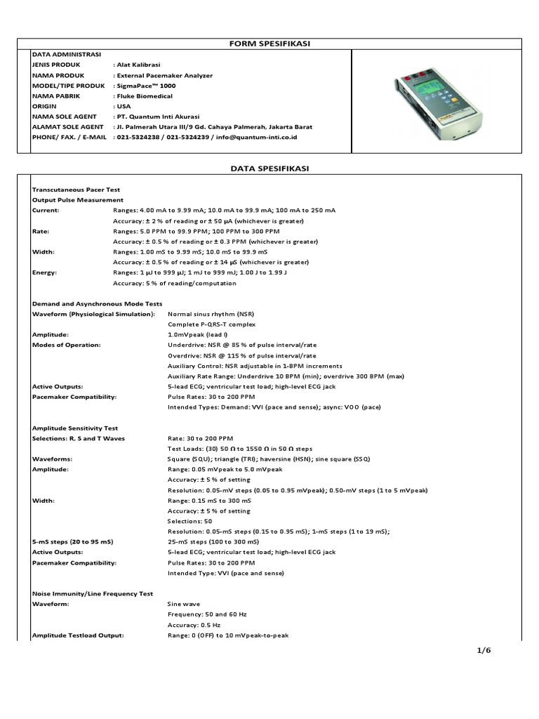 Spesifikasi-Alat-UM-SIGMAPACE 1000 | PDF | Artificial Cardiac Pacemaker ...