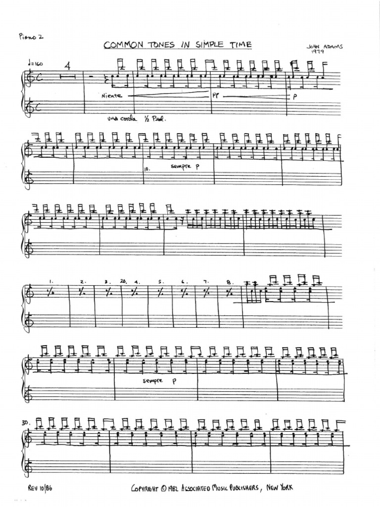 Adams Common Tones in Simple Time-Piano II | PDF