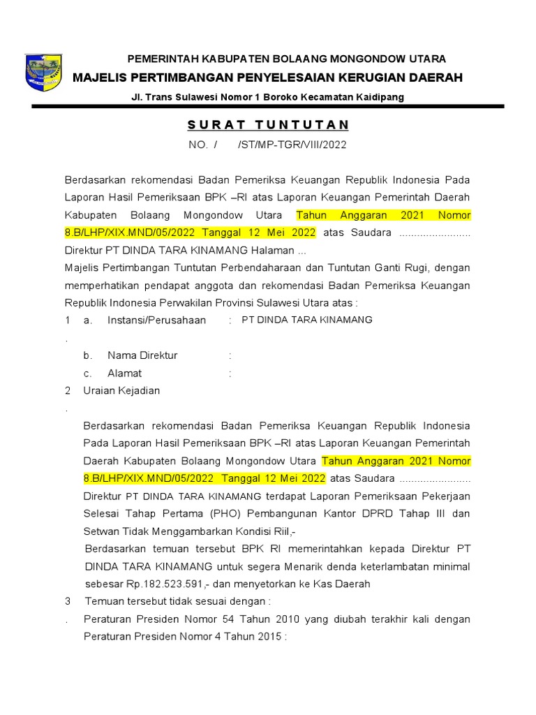 01.surat Tuntutan | PDF