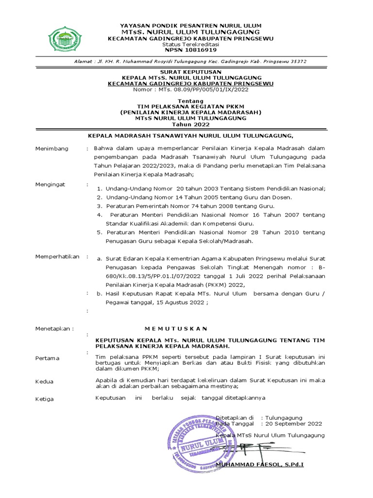 SK Tim PKKM 2022 | PDF