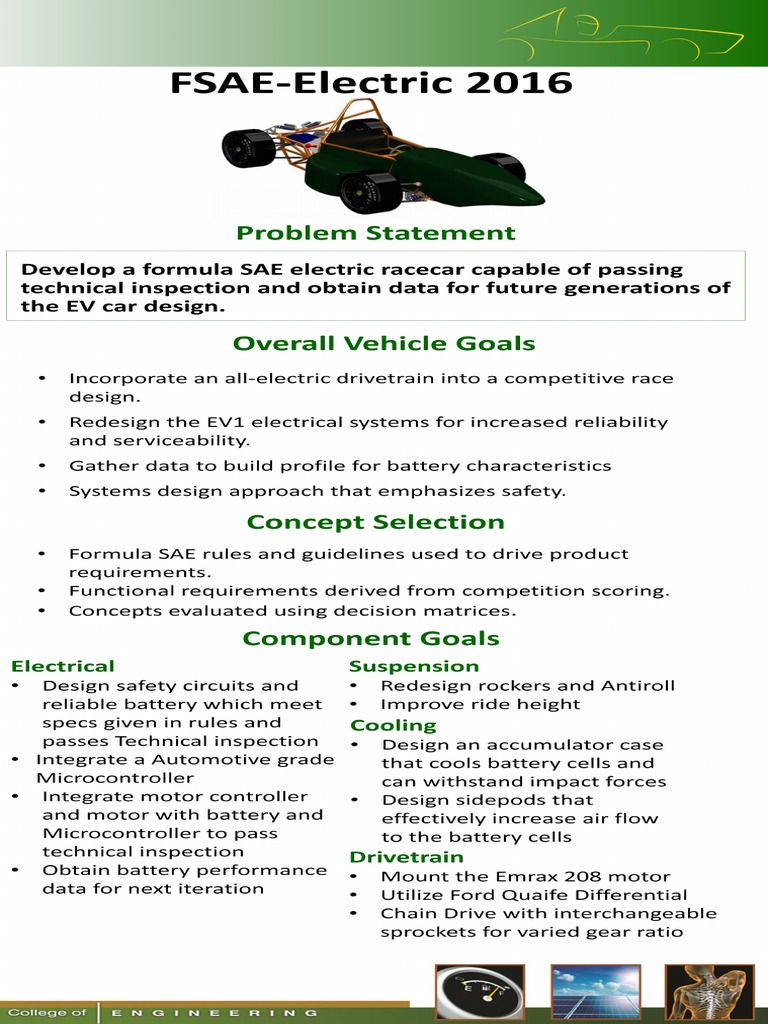 Develop A Formula SAE Electric Racecar Capable of Passing Technical | PDF