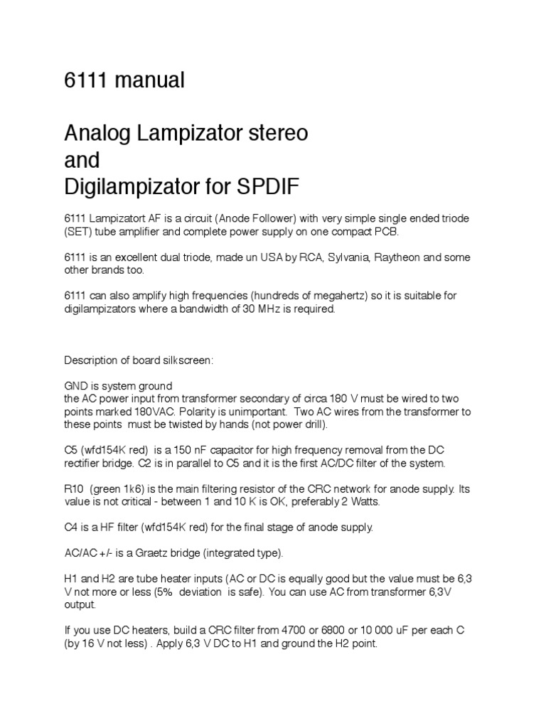 6111 Kit Manual - Pages | PDF | Vacuum Tube | Rectifier