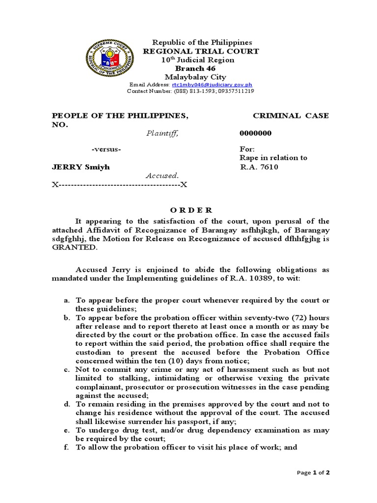 Release On Recognizance | PDF | Probation | Prosecutor