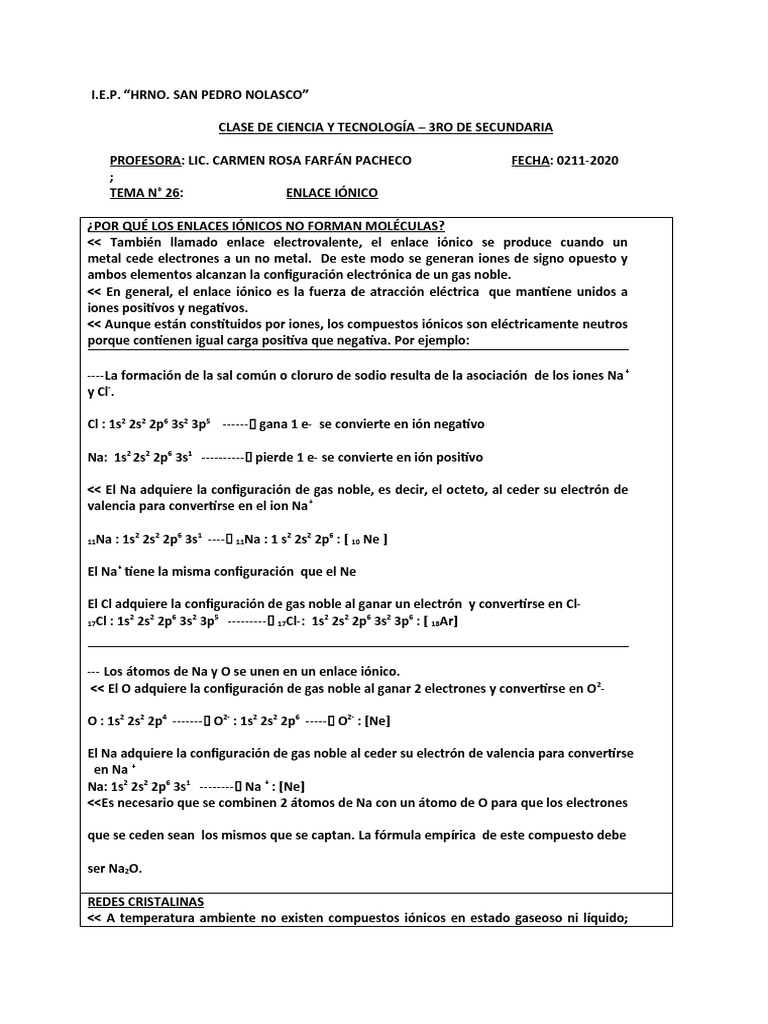 Clase De C T Tema 26 3ro De Secundaria Pdf Compuestos Químicos