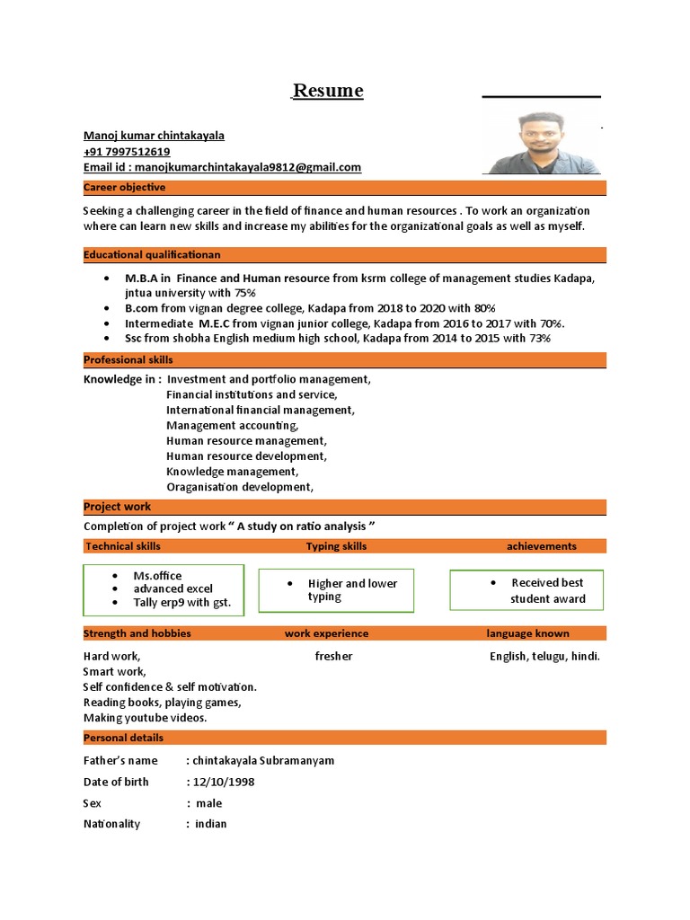 Manoj Resume (F) | PDF