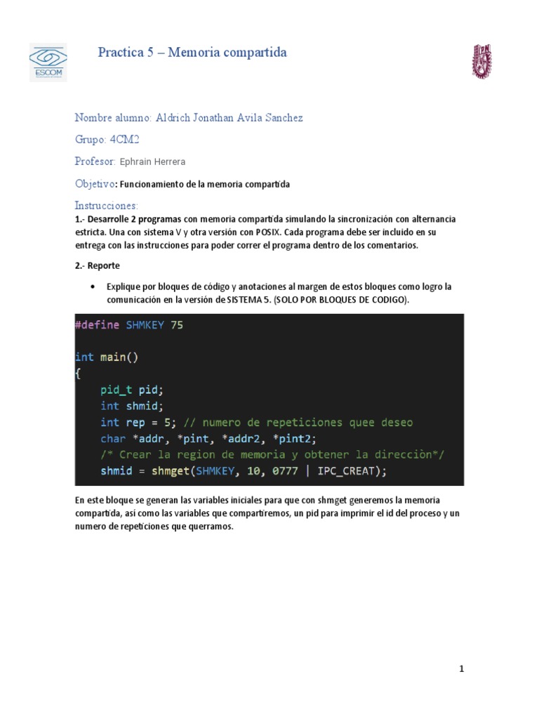 Practica 5 Memoria Compartida | PDF | Software | Gestión de tecnología ...
