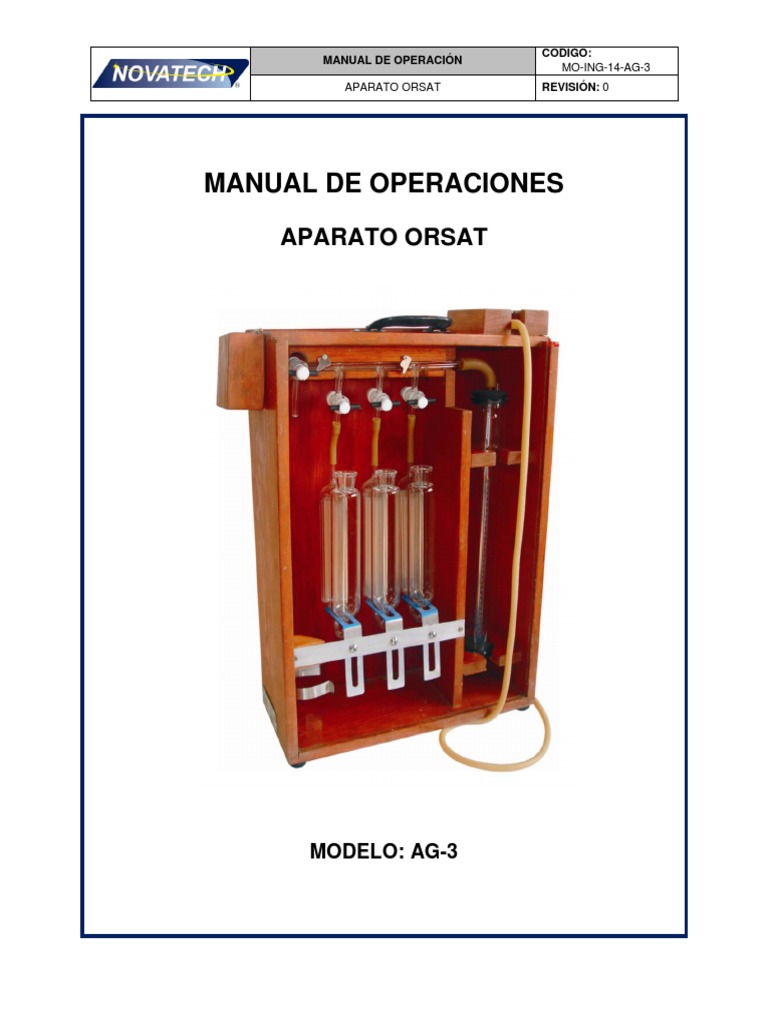 Manual de Operación del Aparato Orsat AG-3 | PDF | Dióxido de carbono ...