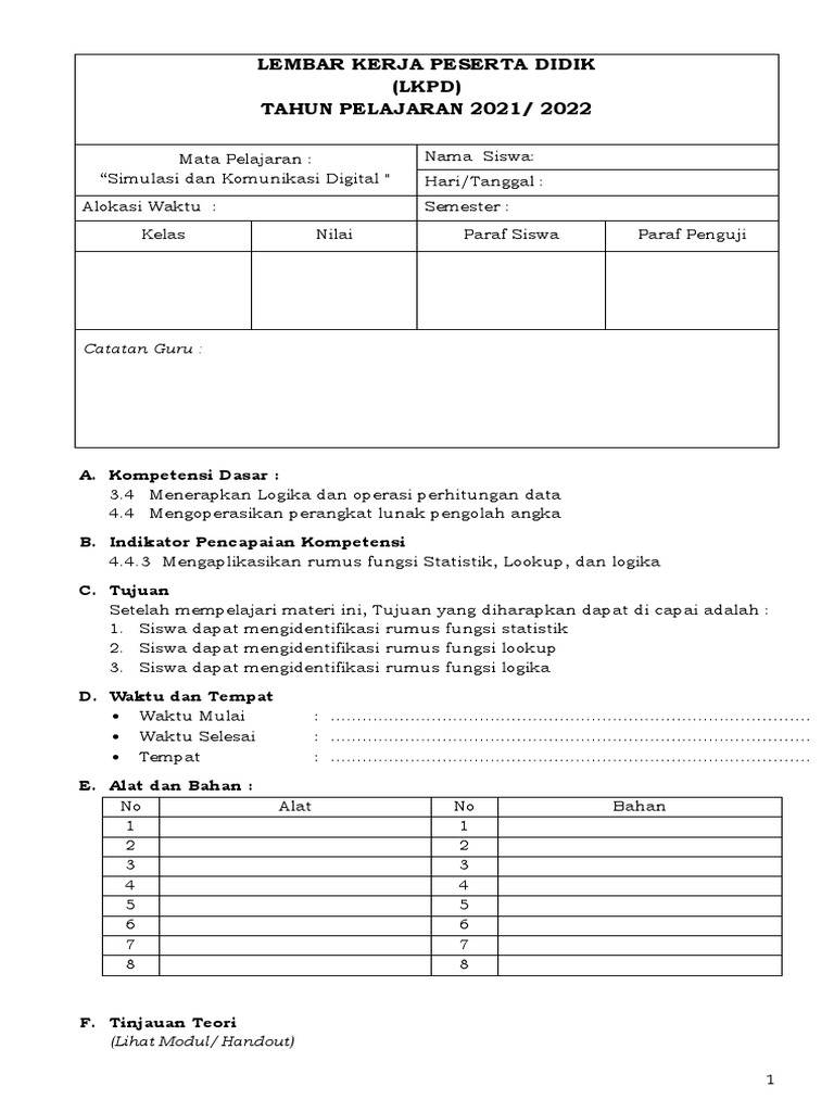 LKPD Simkomdig Yatiman | PDF