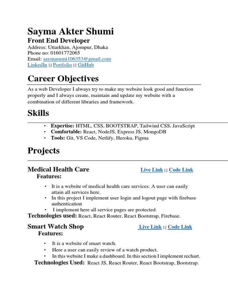 Sayma Akter Shumi Resume PDF+ | PDF | Business