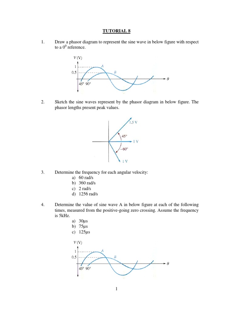 TUTORIAL 8 (Phasor & Complex Numbers) | PDF | Rotation Around A Fixed Axis | Complex Number