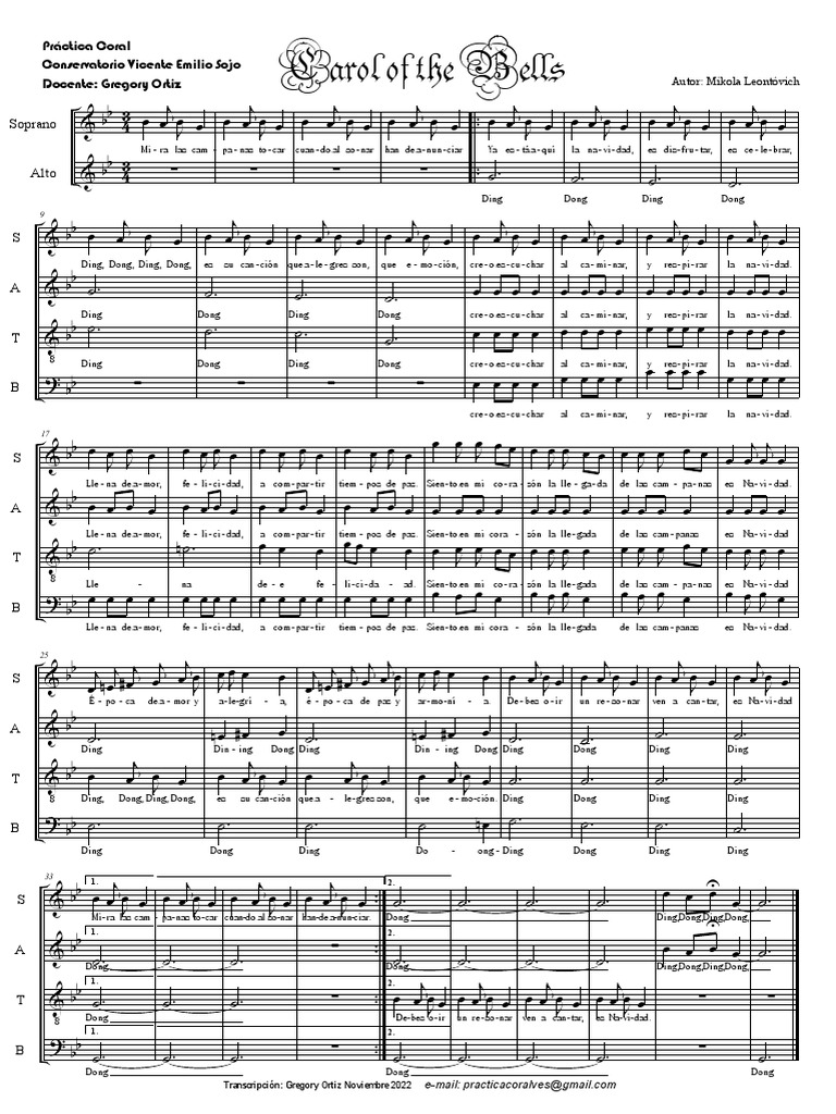 Carol of The Bells in Spanish | PDF