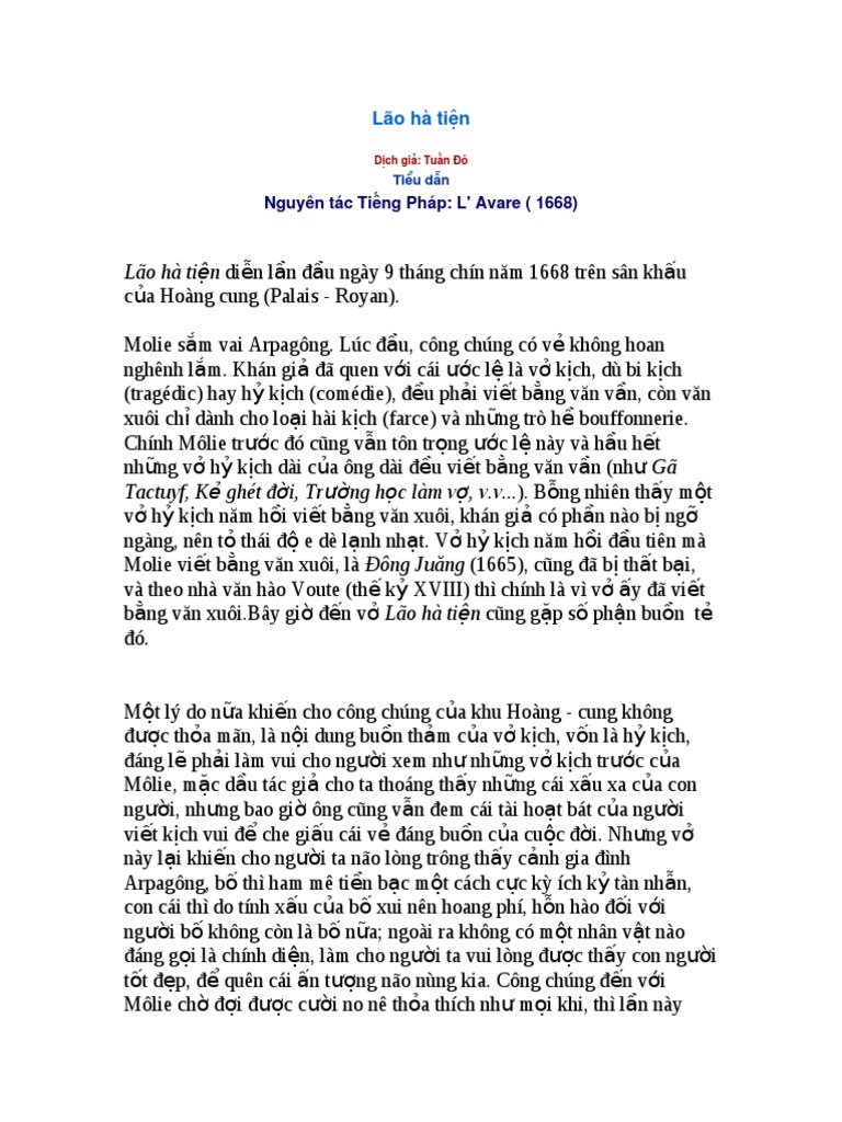 Lão hà tiện - 250188 | PDF