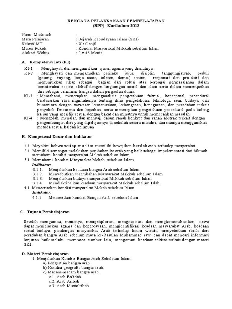 RPP SKI Kelas X Kurikulum 2013 | PDF