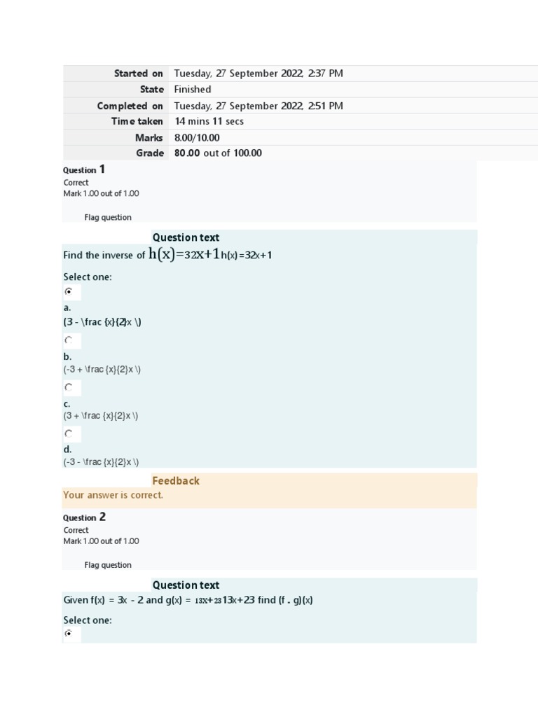 Math Exam Results and Solutions | PDF