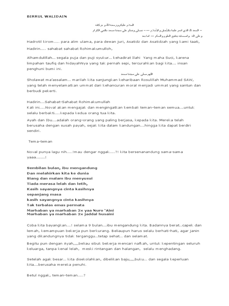 Naskah Pildacil Birrul Walidain | PDF