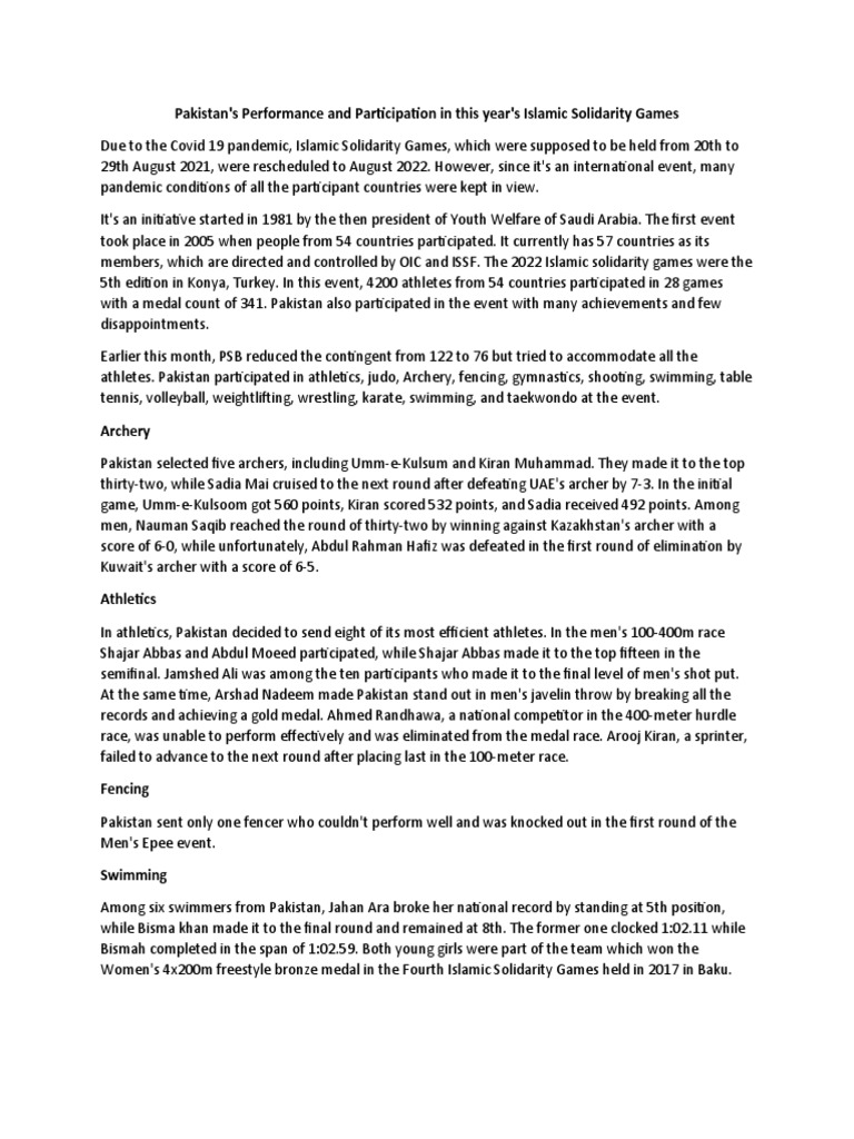 Article 1 | PDF | Sports | Multi Sport Events